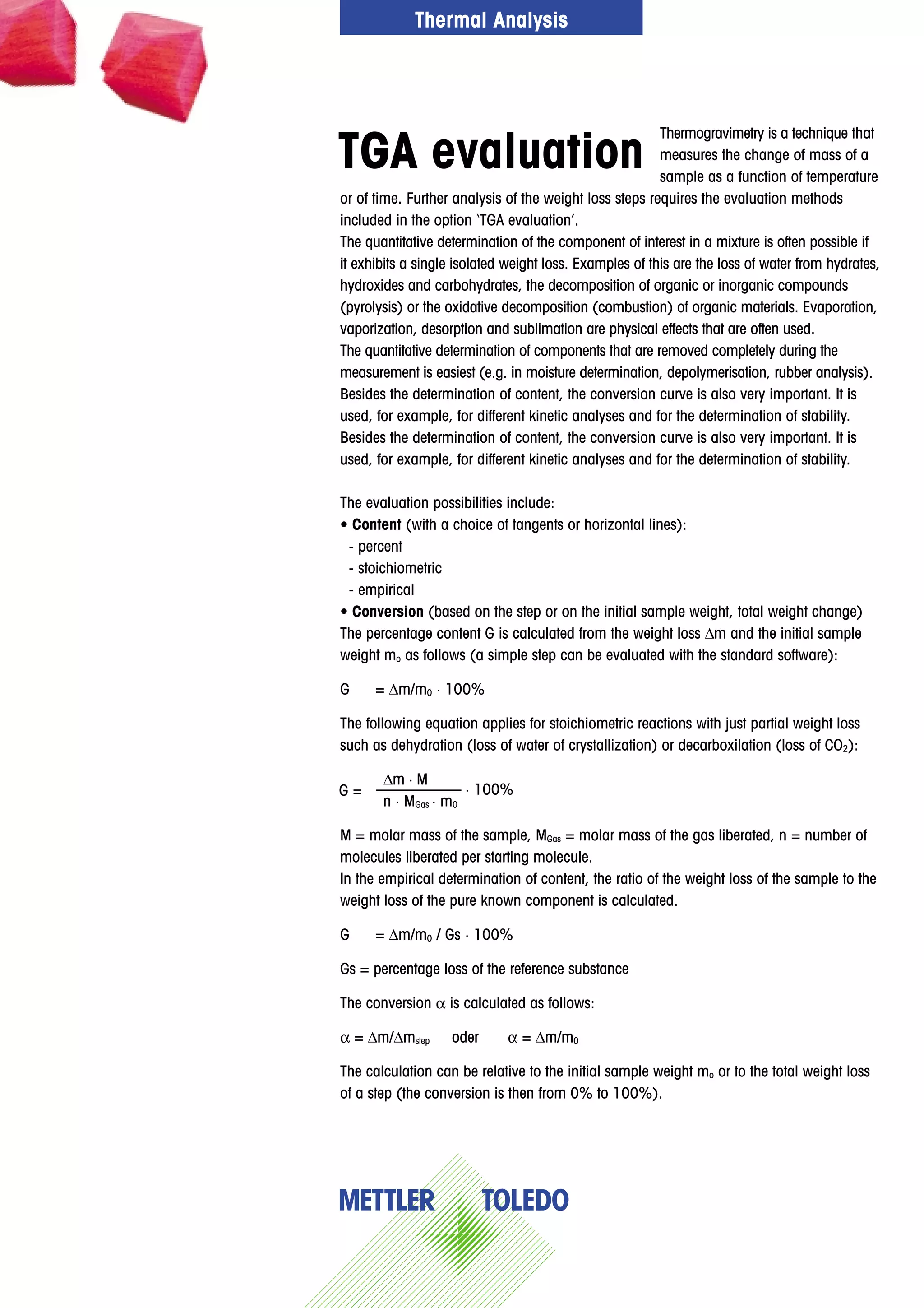 Tga evaluation mettler toledo | PDF