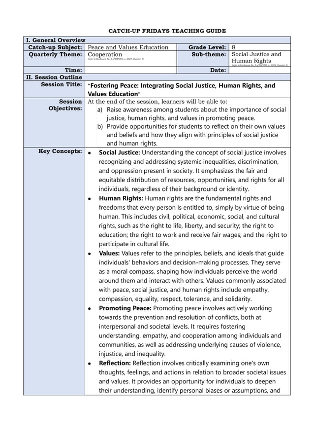 TG_Cooperation-Social Justice and Human Rights Grade-8-.docx | Education