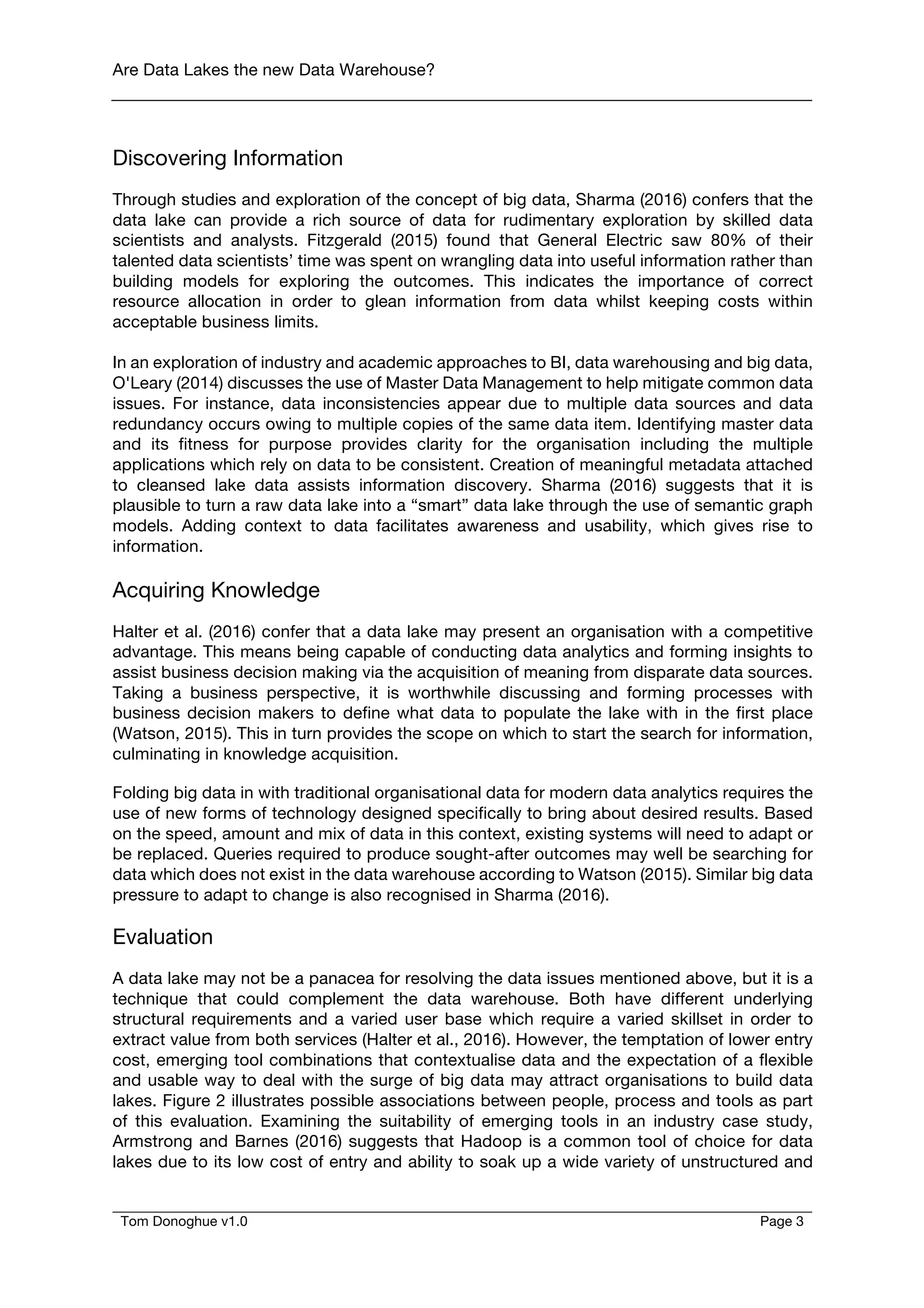 Data Lakes versus Data Warehouses | PDF