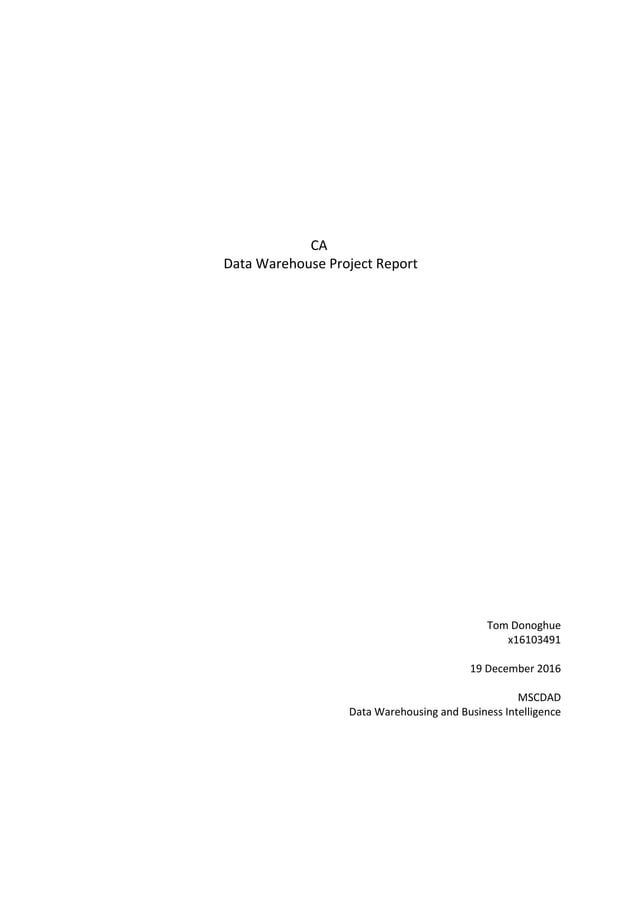 Data Warehouse Project Report | PDF | Databases | Computer Software and Applications
