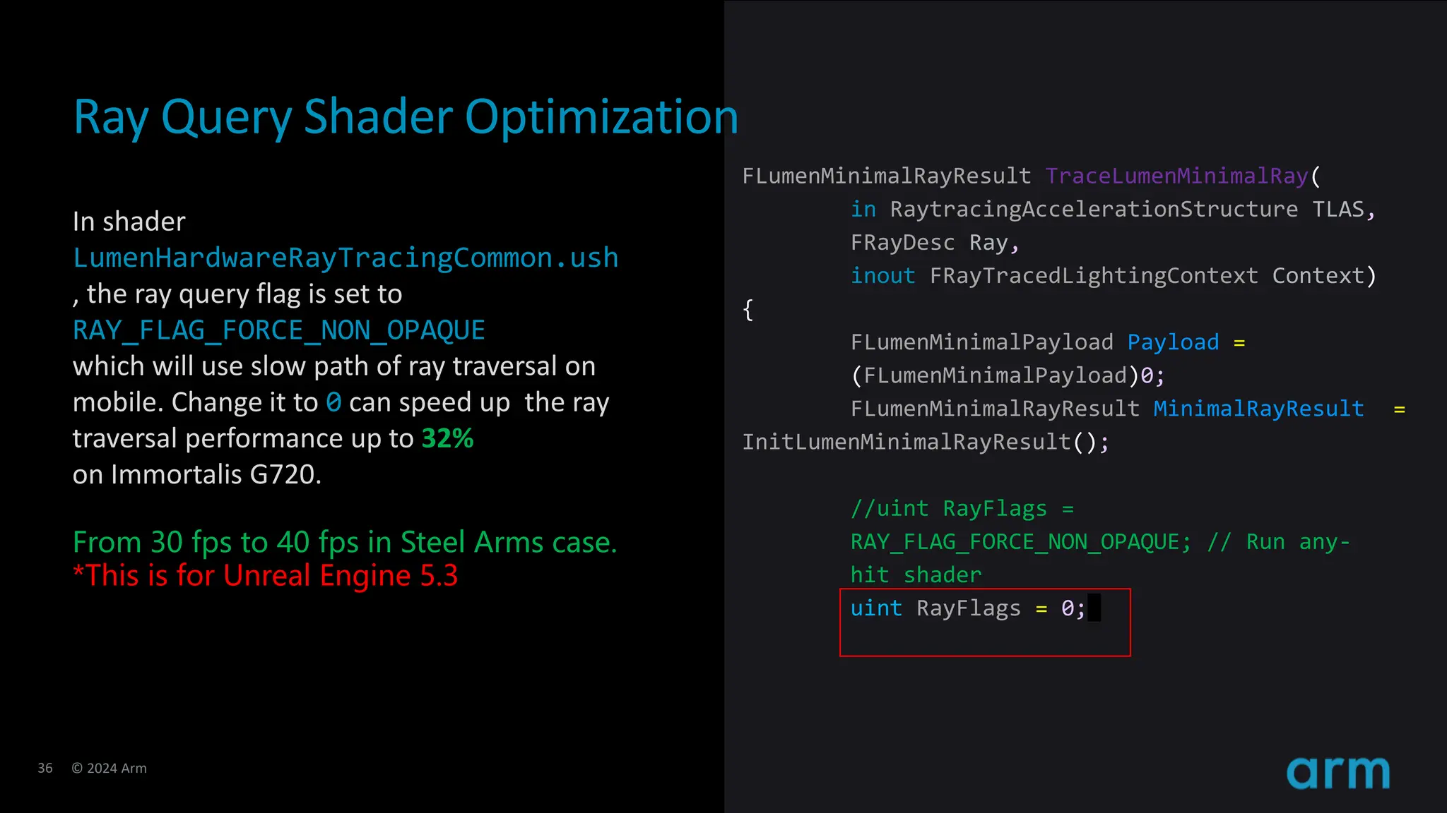 TGDF 2024 Unreal Lumen with Arm Immortalis : The Best Practices of Ray Tracing Content on Mobile ...