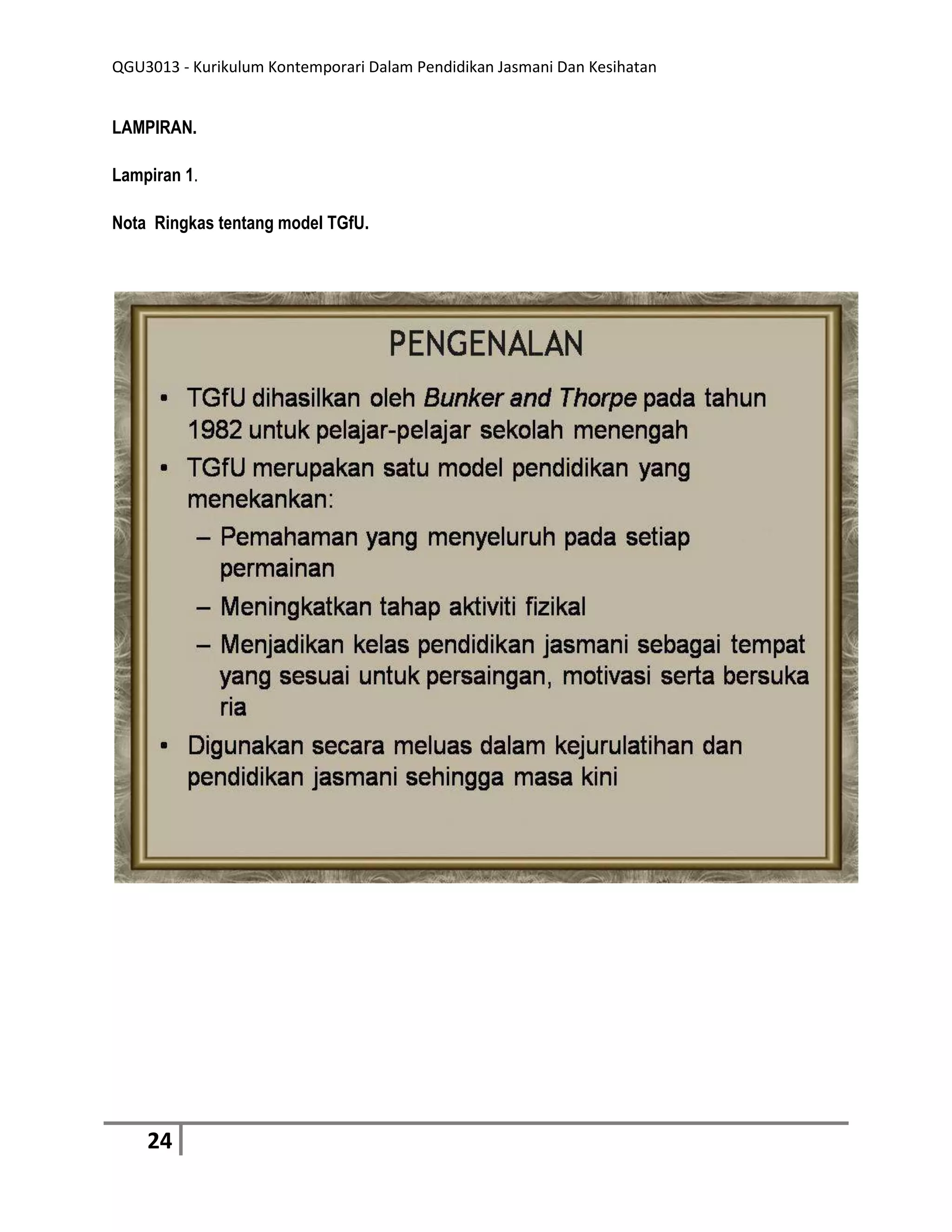 Tgfu satu pembaharuan dalam pendidikan jasmani | DOCX