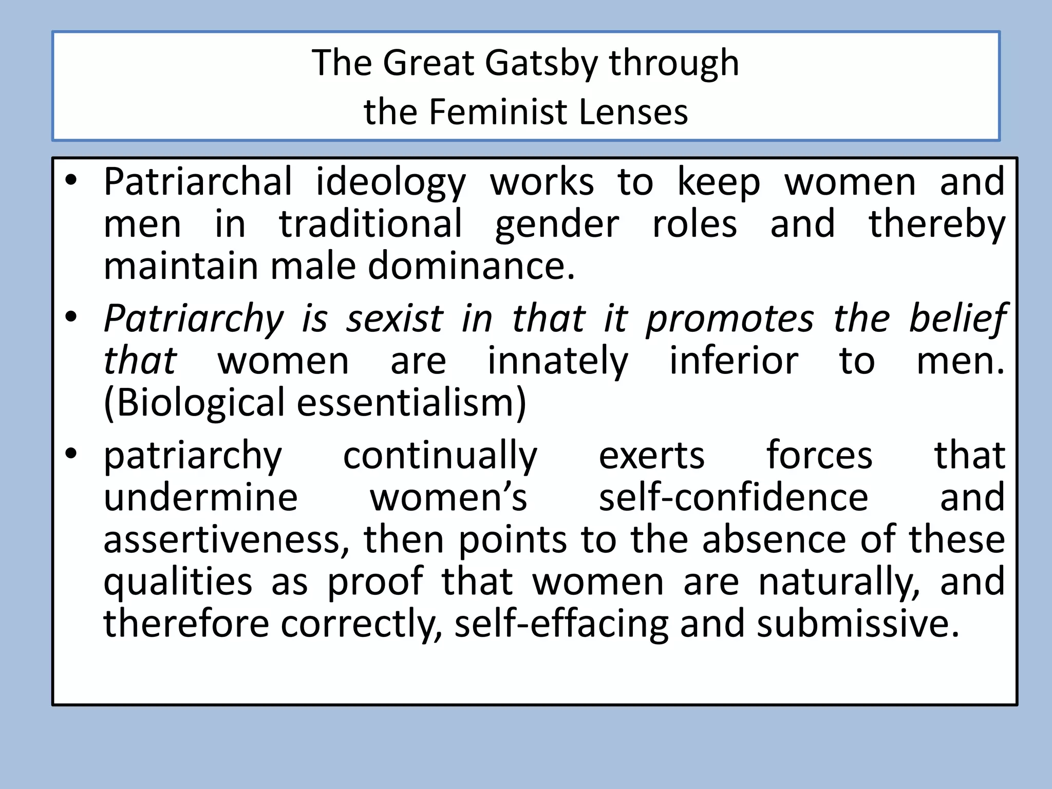 Feminist re-reading of The Great Gatsby | PPT