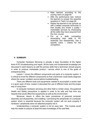 K-12 Teacher's Guide on Computer Hardware Servicing | PDF