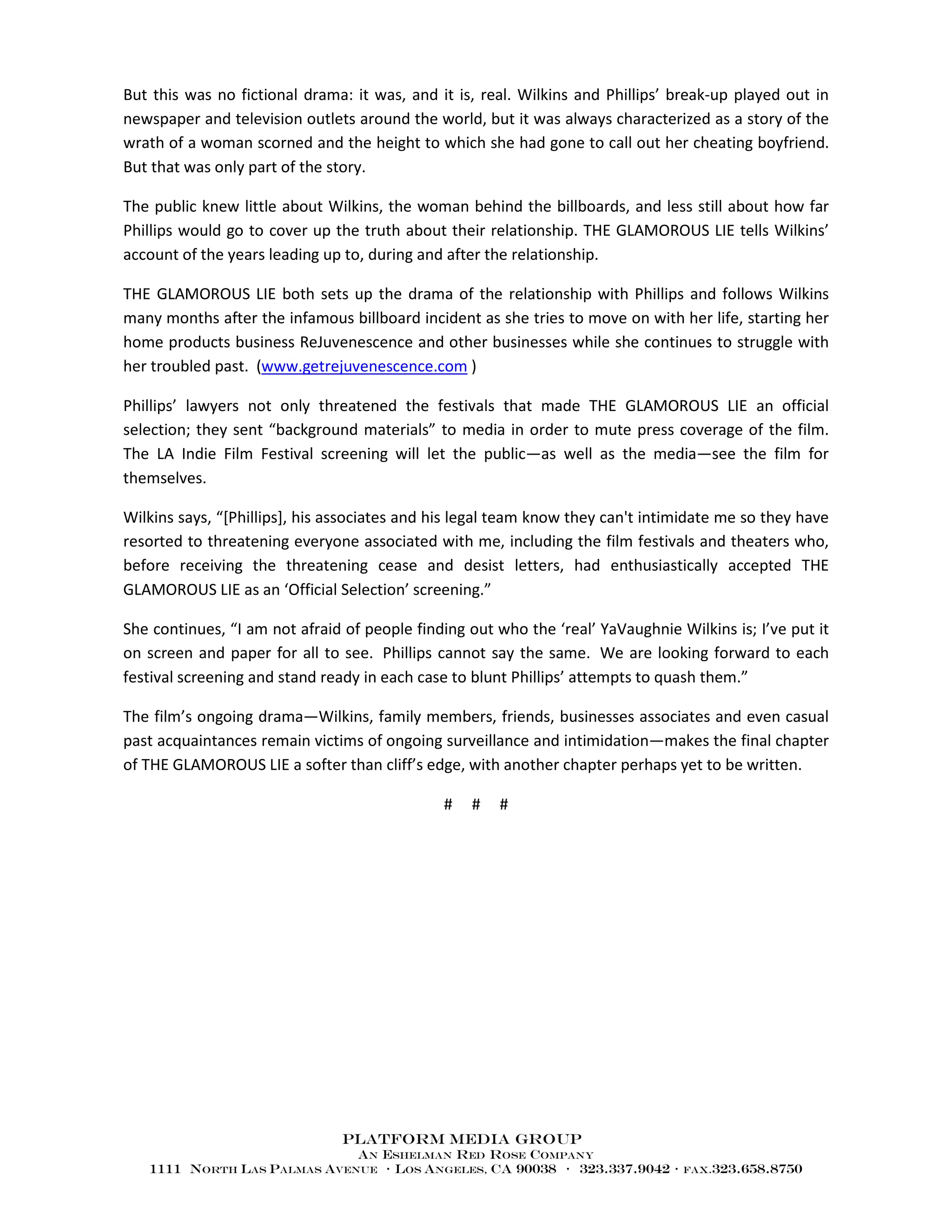 The Glamorous Lie Screens at Second LA Indie Film Festival | PDF