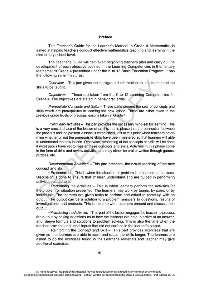 Teacher's Guide in Mathematics 4 | PDF