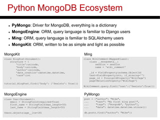 From SQLAlchemy to Ming with TurboGears2 | PPT