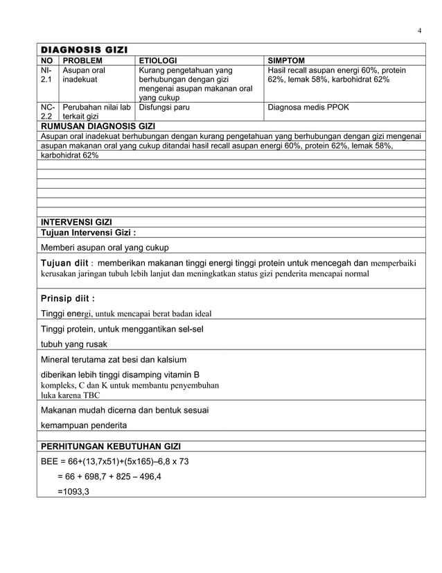 ADIME NCP PAGT Diet Kasus Pernapasan (PPOK)