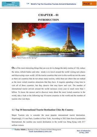 World’s Top Ten Countries Tourists Arrival & Destinations | PDF