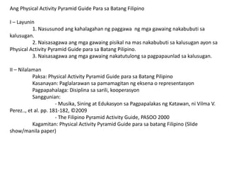 Tg pe 4 p. 3-5, Phyical Activity Pyramid | PPSX