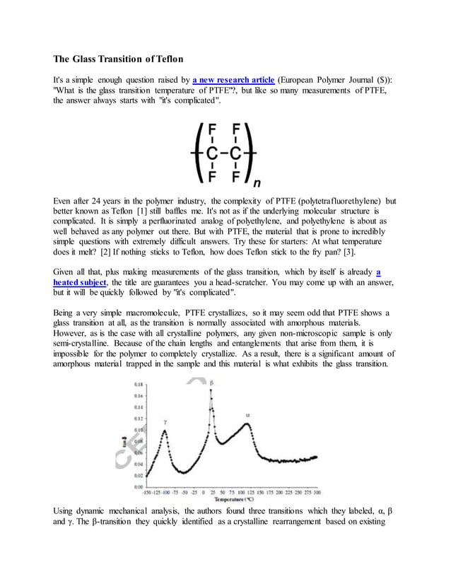 Tg ptfe | DOCX | Chemistry | Science