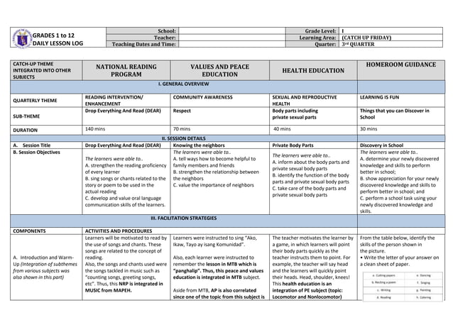 Catch Up Friday Week 1 TG | DOCX