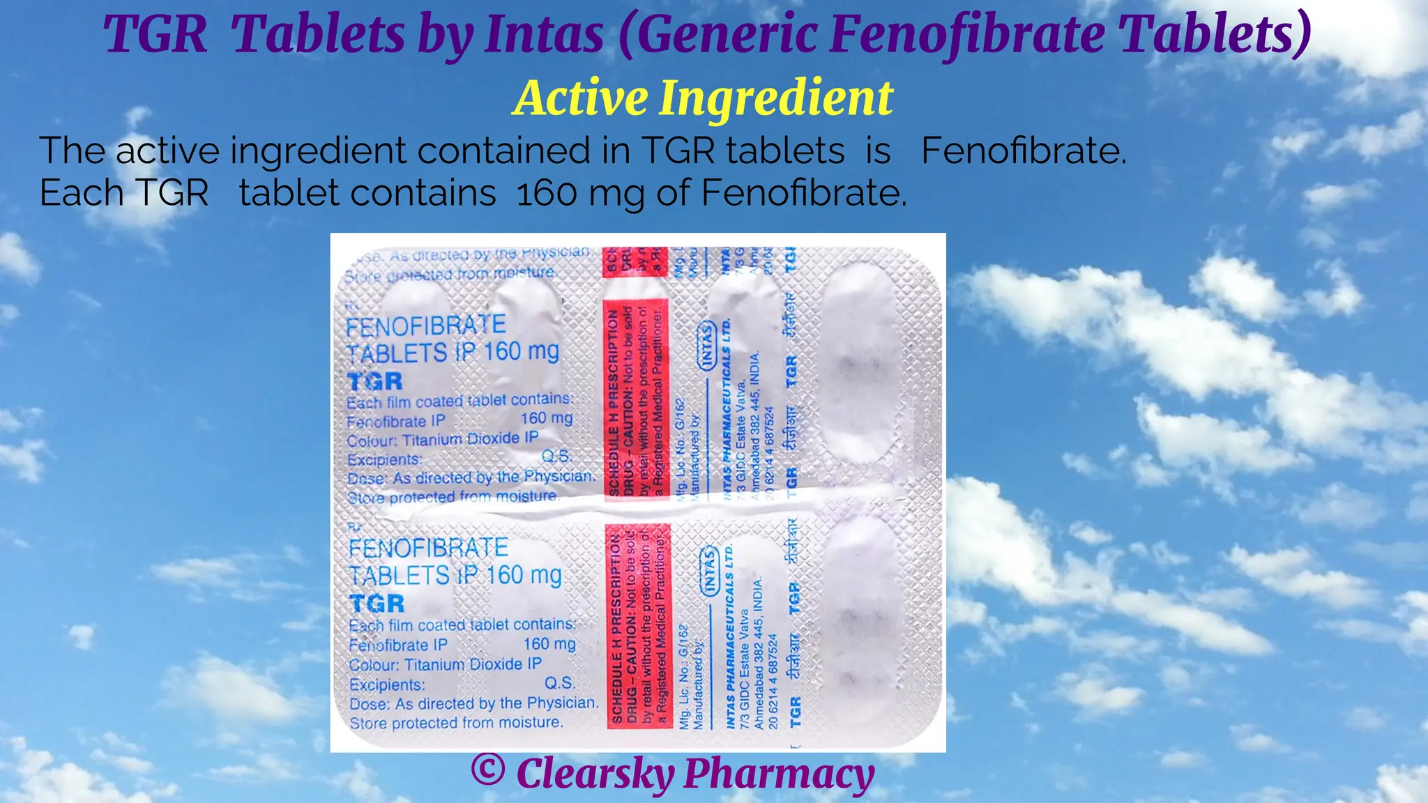 TGR Tablets by Intas (Generic Fenofibrate Tablets) | PDF