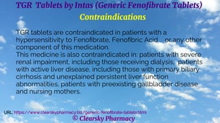 TGR Tablets by Intas (Generic Fenofibrate Tablets) | PDF