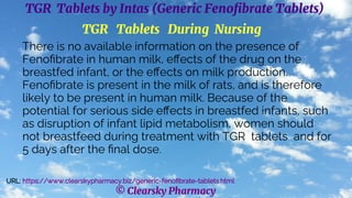 TGR Tablets by Intas (Generic Fenofibrate Tablets) | PDF