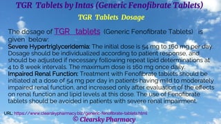 TGR Tablets by Intas (Generic Fenofibrate Tablets) | PDF