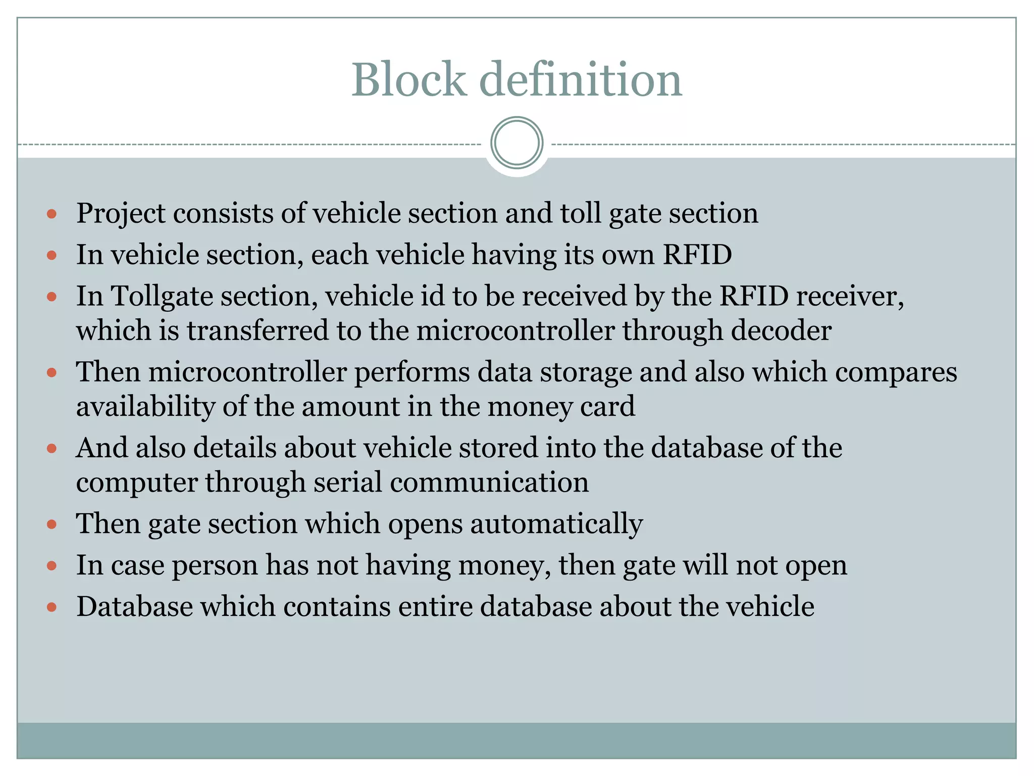 RFID Based Toll Gate System | PPT
