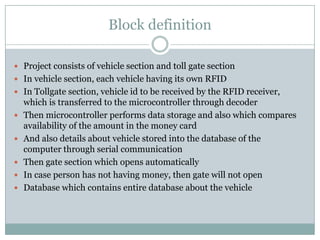 RFID Based Toll Gate System | PPT