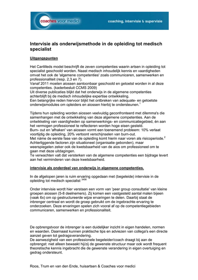 intervisie in de opleiding tot medisch specialist | PDF