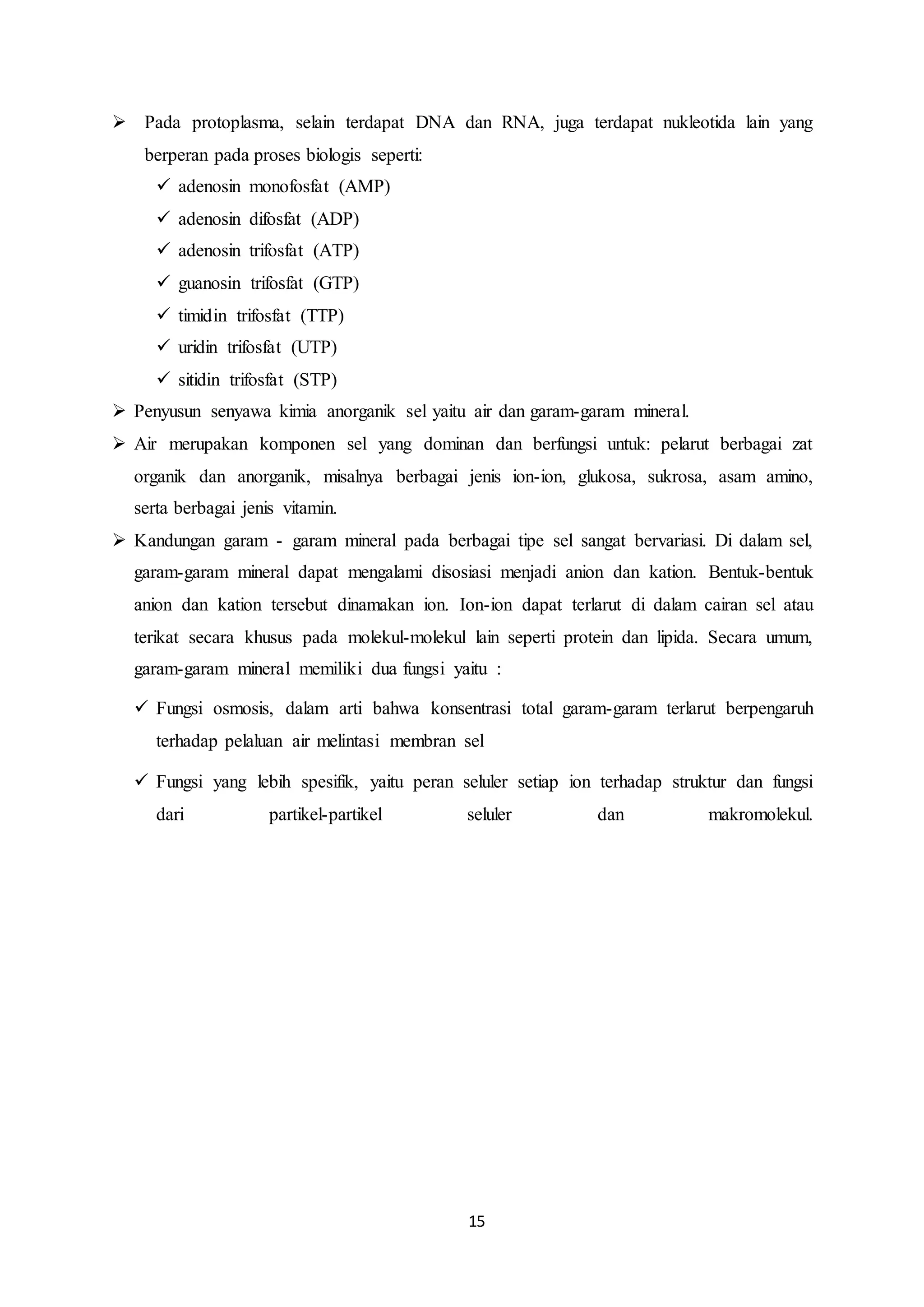 Makalah Teori Sel dan Komponen Kimiawi Sel | DOCX