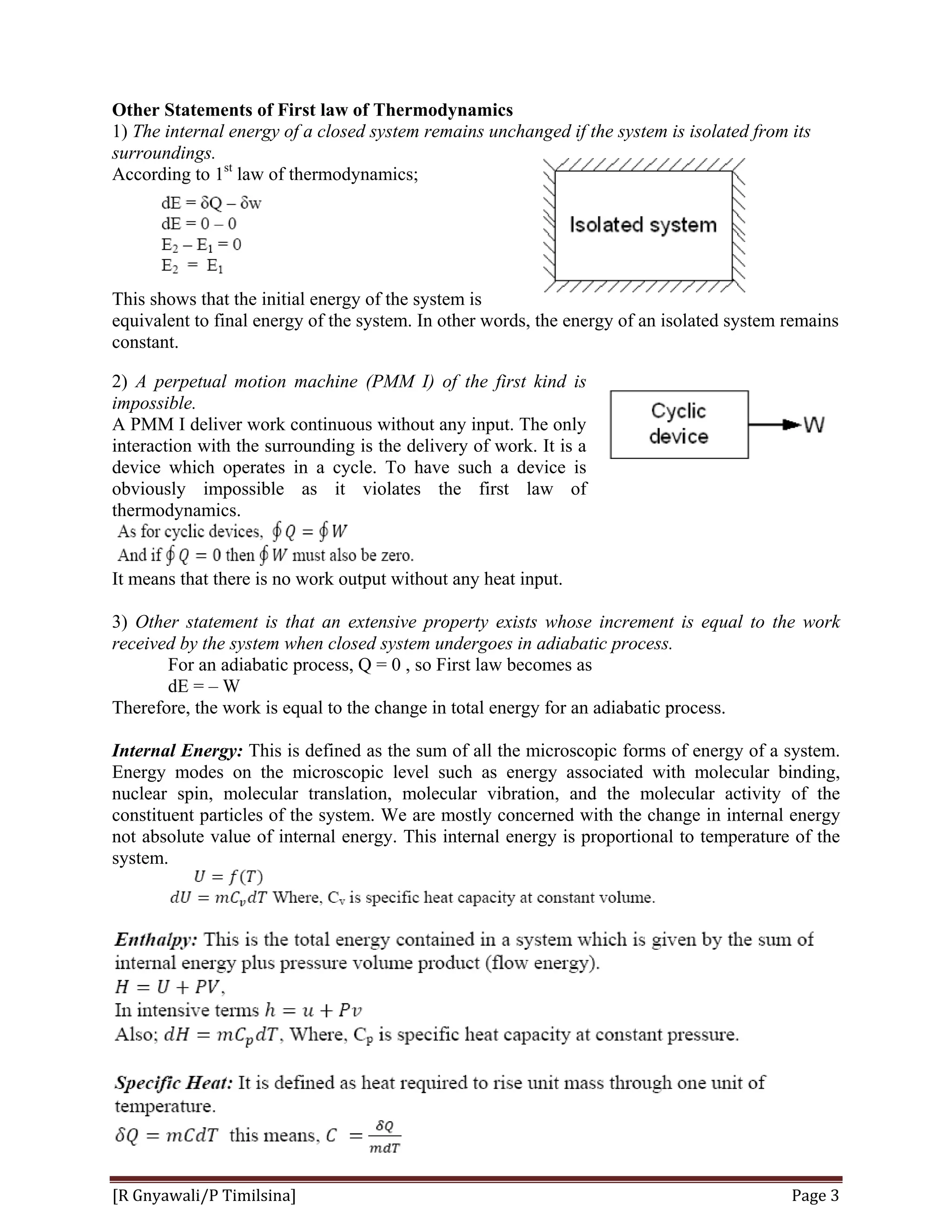 Thermodynamics note chapter:4 First law of Thermodynamics | PDF