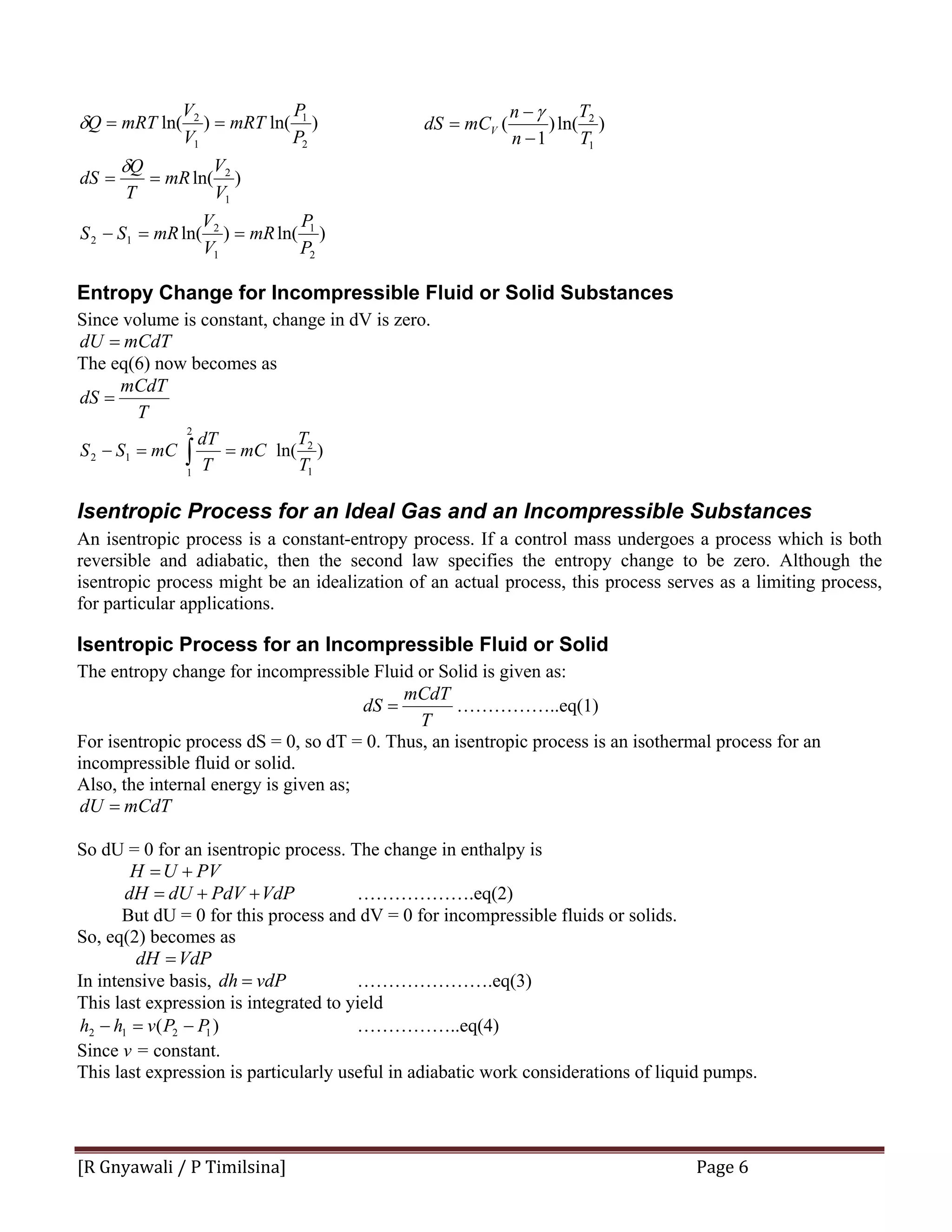 Thermodynamics note chapter:6 Entropy | PDF