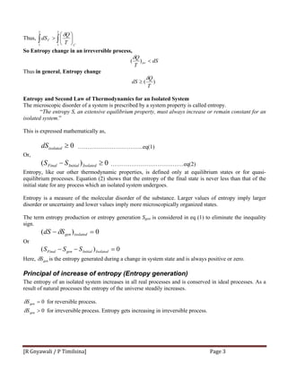 Thermodynamics note chapter:6 Entropy | PDF