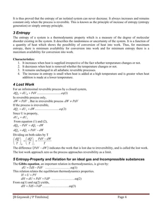 Thermodynamics note chapter:6 Entropy | PDF