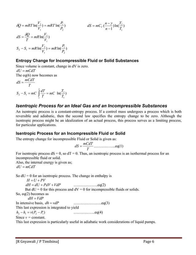 Thermodynamics note chapter:6 Entropy | PDF