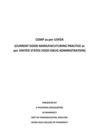 cGMP AS PER USFDA | DOCX