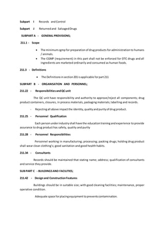cGMP AS PER USFDA | DOCX