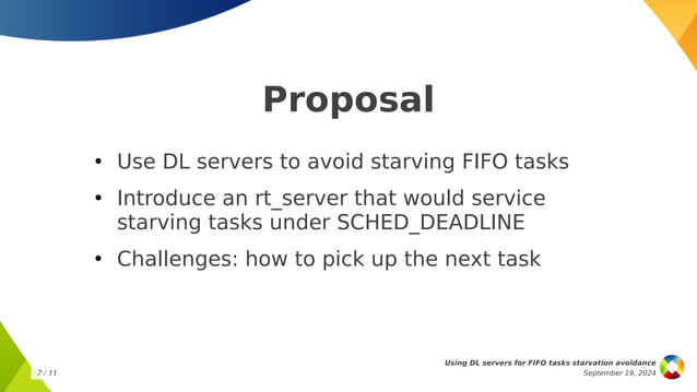 Using DL servers for FIFO tasks starvation avoidance | PPT