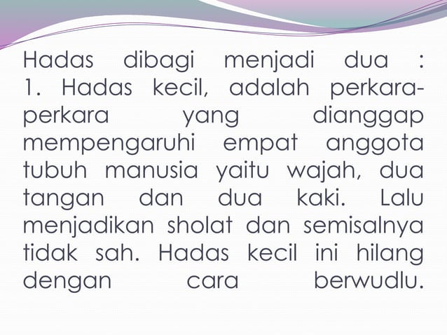 ppt ini berjudul thoharoh untuk wudhu dan hadas | PPTX