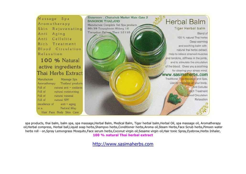 Thai Herbal Balm Spa Sasimaherbs Thailand