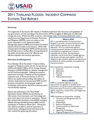 Thailand floods ics report 2011 | PDF
