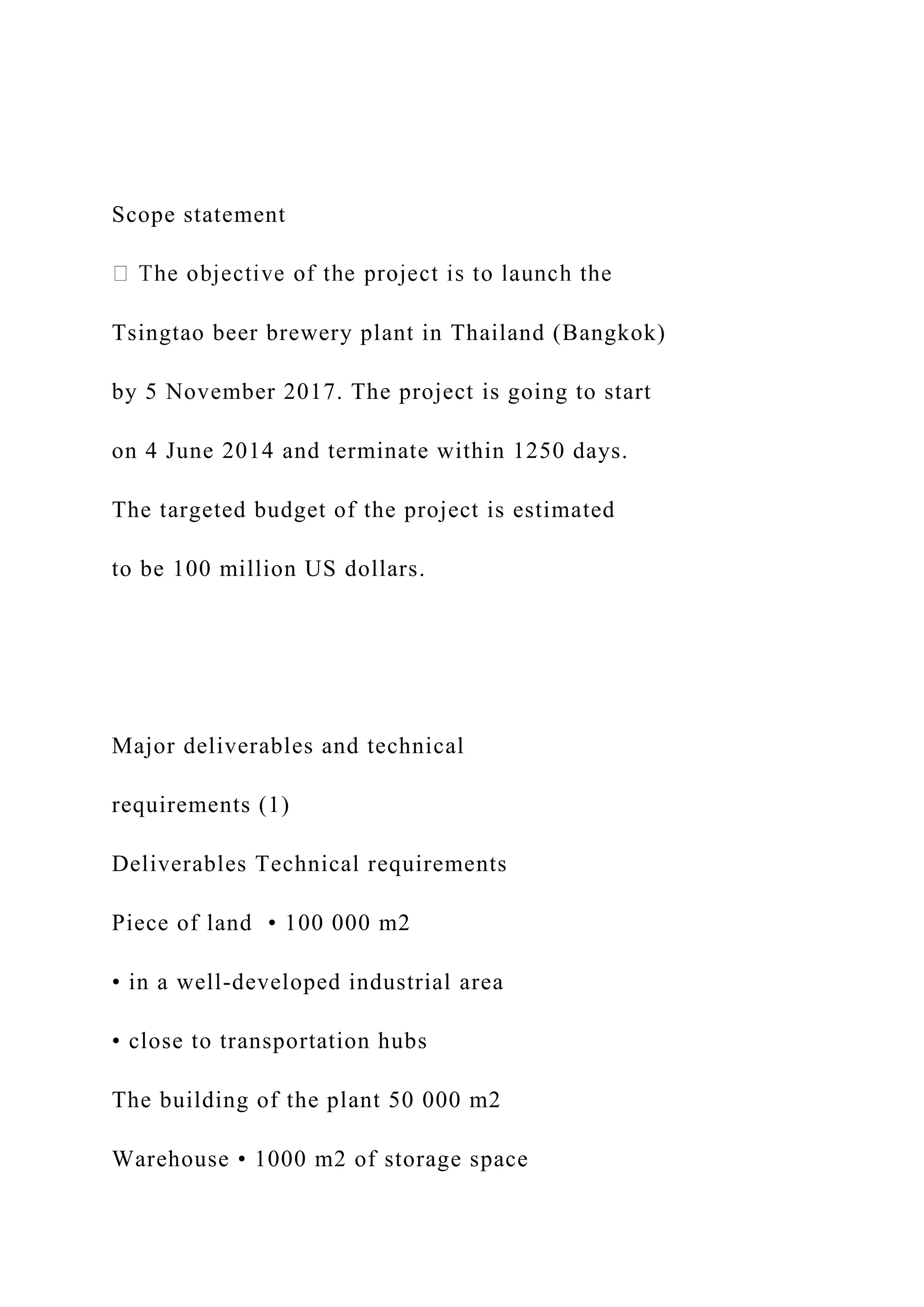 Thailand plant launch project for Tsingtao beer PREPAR.docx