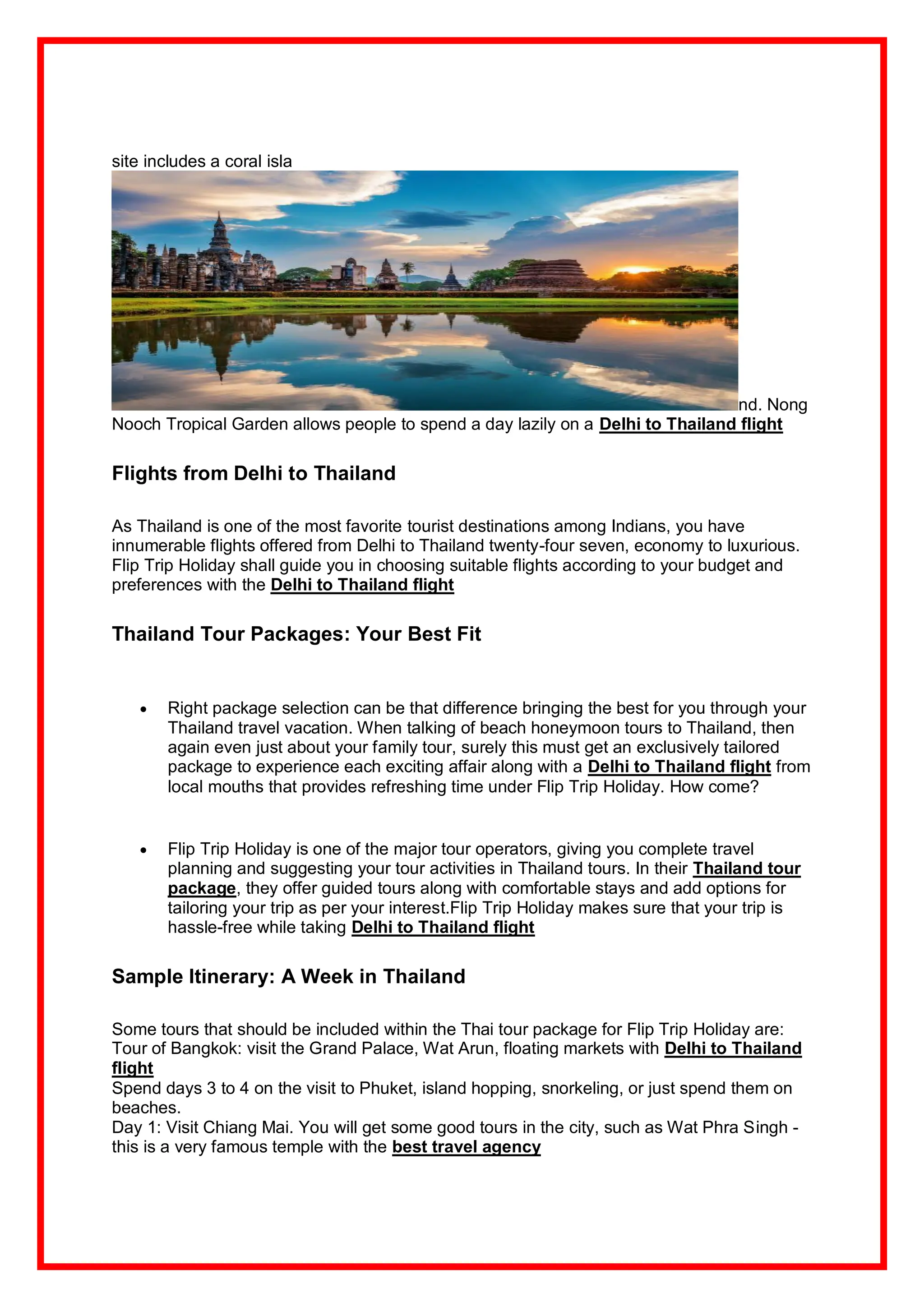 THAILAND TOUR PACKAGE BY FLIPTRIP HOLIDAYS | PDF