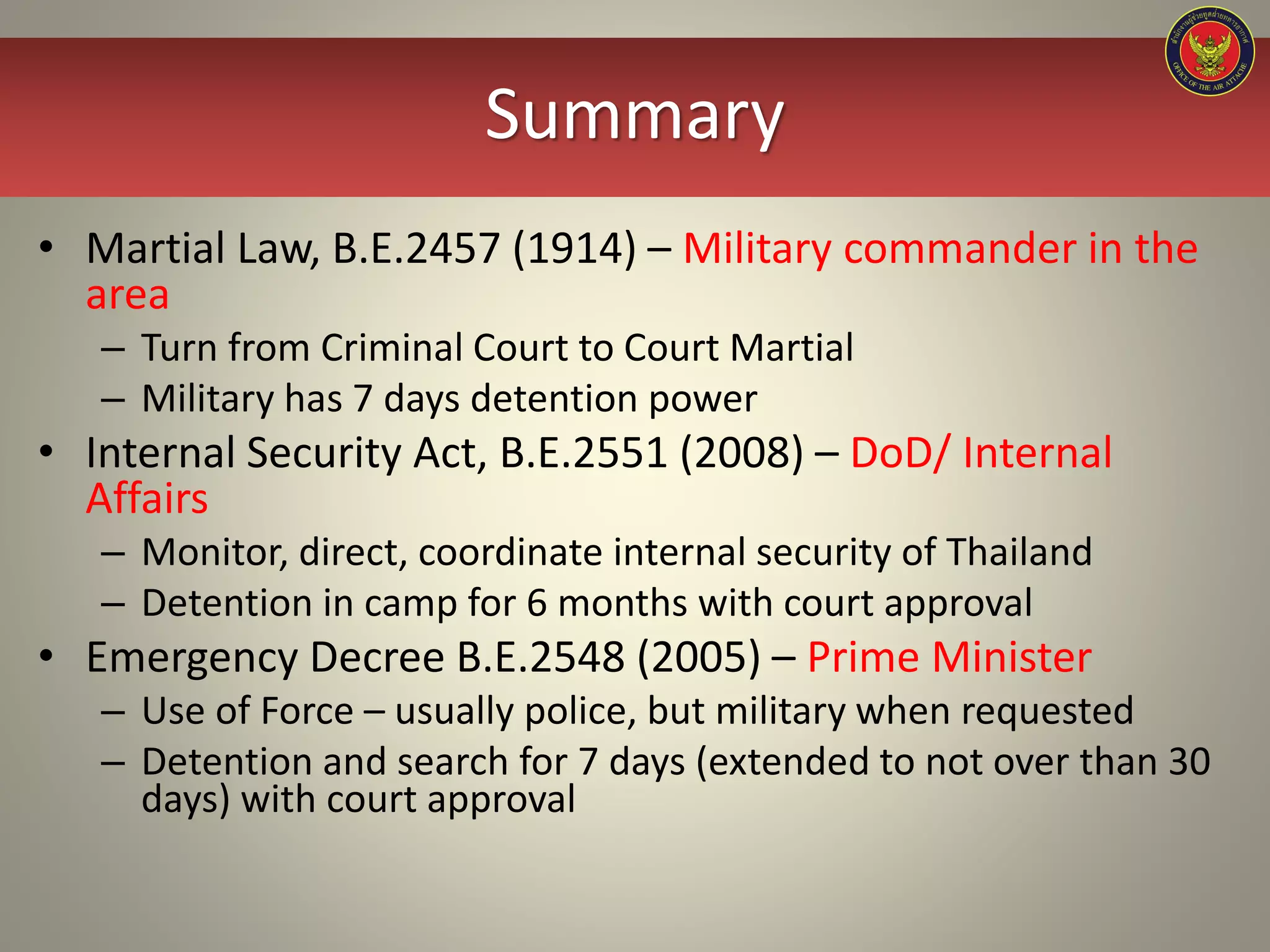 Thai National Security Law | PPTX