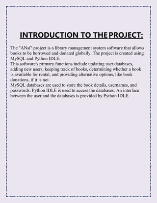 Thakur ip project class 12 on topic of library department | PDF
