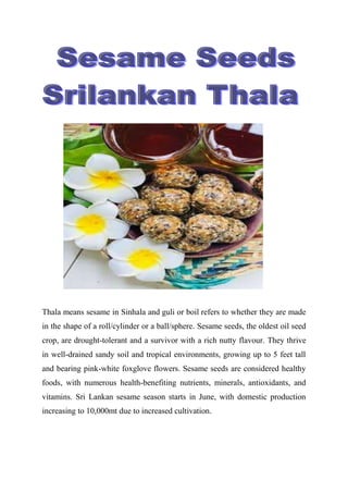 Thala means sesame in Sinhala and.docx
