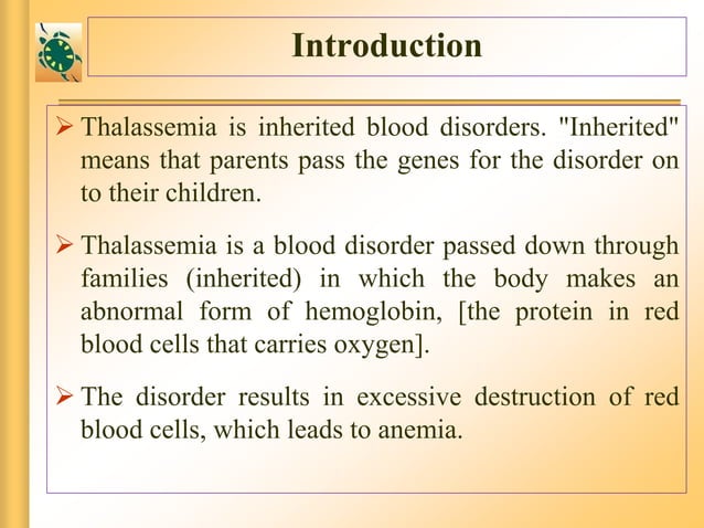 Thalassemia.ppt | Blood Disorders | Diseases and Conditions