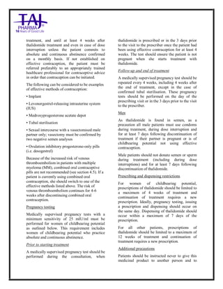 Thalidomide Capsule USP Taj Pharma SmPC | PDF