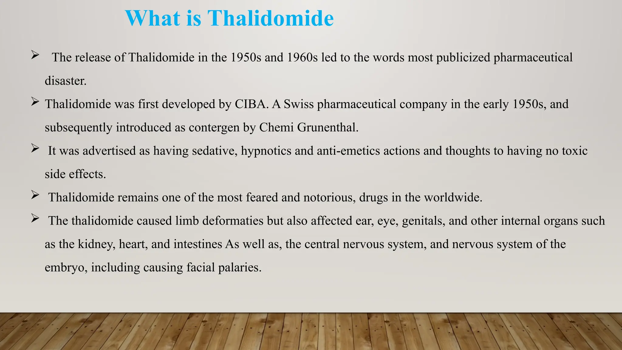 Thalidomide drugs disaster 1953 history. | PPTX