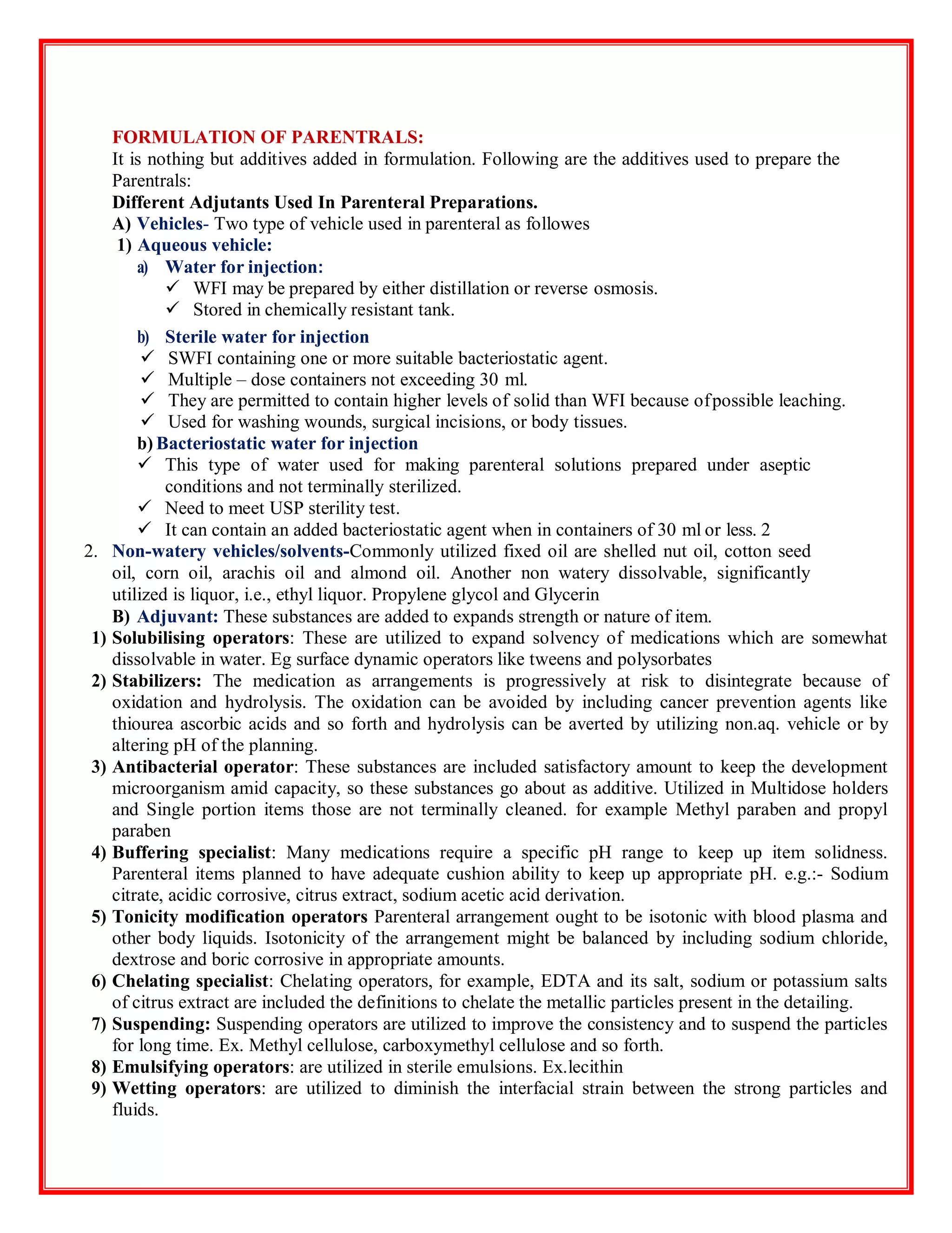 PARENTRAL DOSAGE FORM OR STERILE DOSAGE FORM | PDF