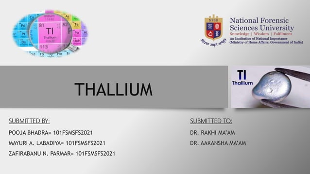 Thallium poisoning | PPTX | Chemistry | Science