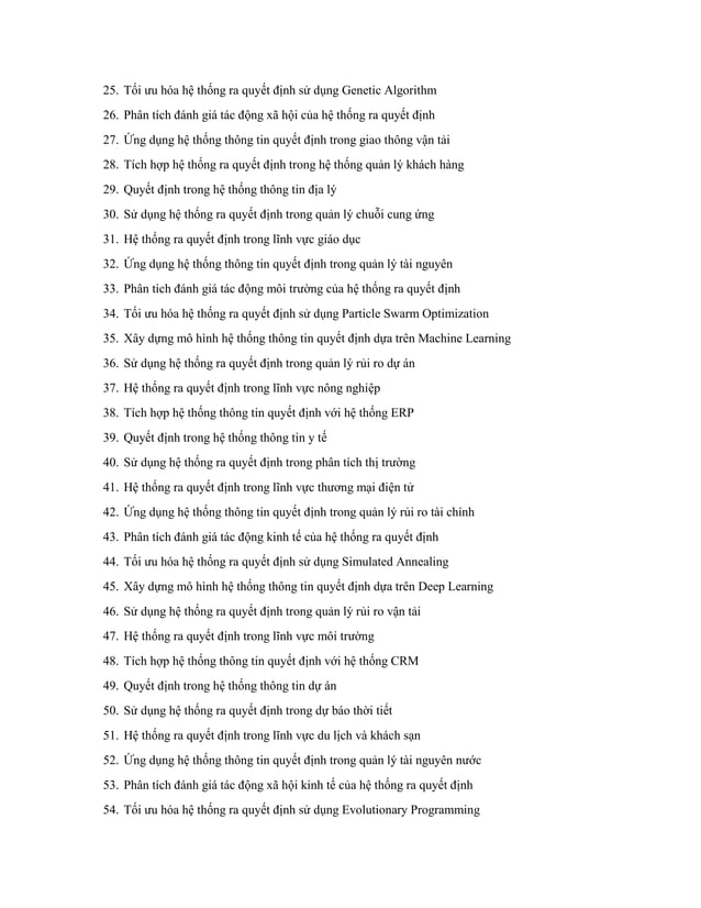 Tham Khảo 200 Đề Tài Tiểu Luận Môn Hệ Hỗ Trợ Ra Quyết Định, 9 Điểm | DOCX