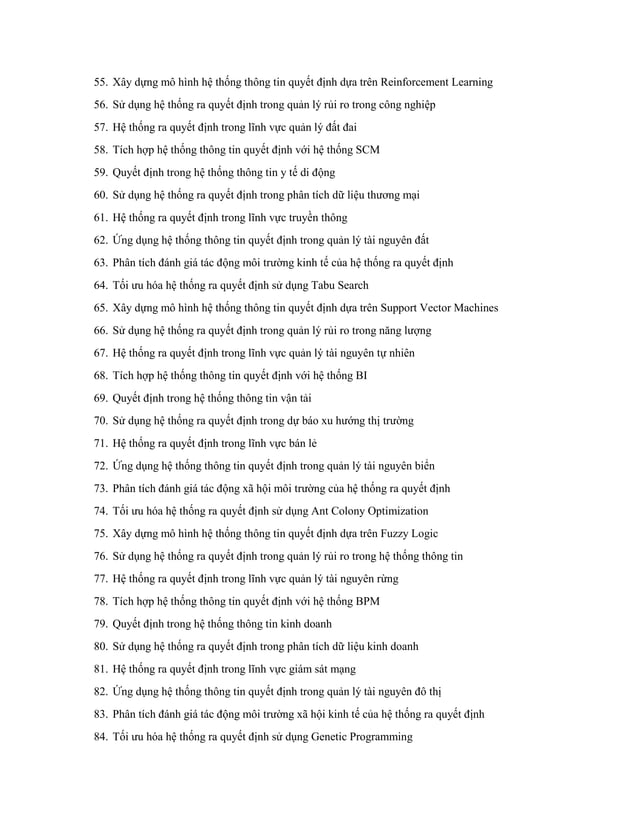 Tham Khảo 200 Đề Tài Tiểu Luận Môn Hệ Hỗ Trợ Ra Quyết Định, 9 Điểm | DOCX