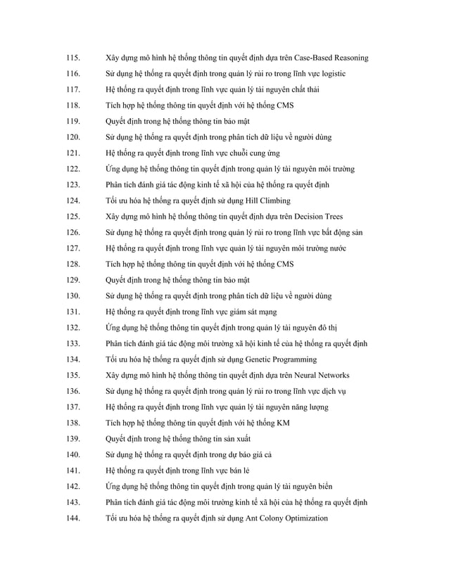 Tham Khảo 200 Đề Tài Tiểu Luận Môn Hệ Hỗ Trợ Ra Quyết Định, 9 Điểm | DOCX