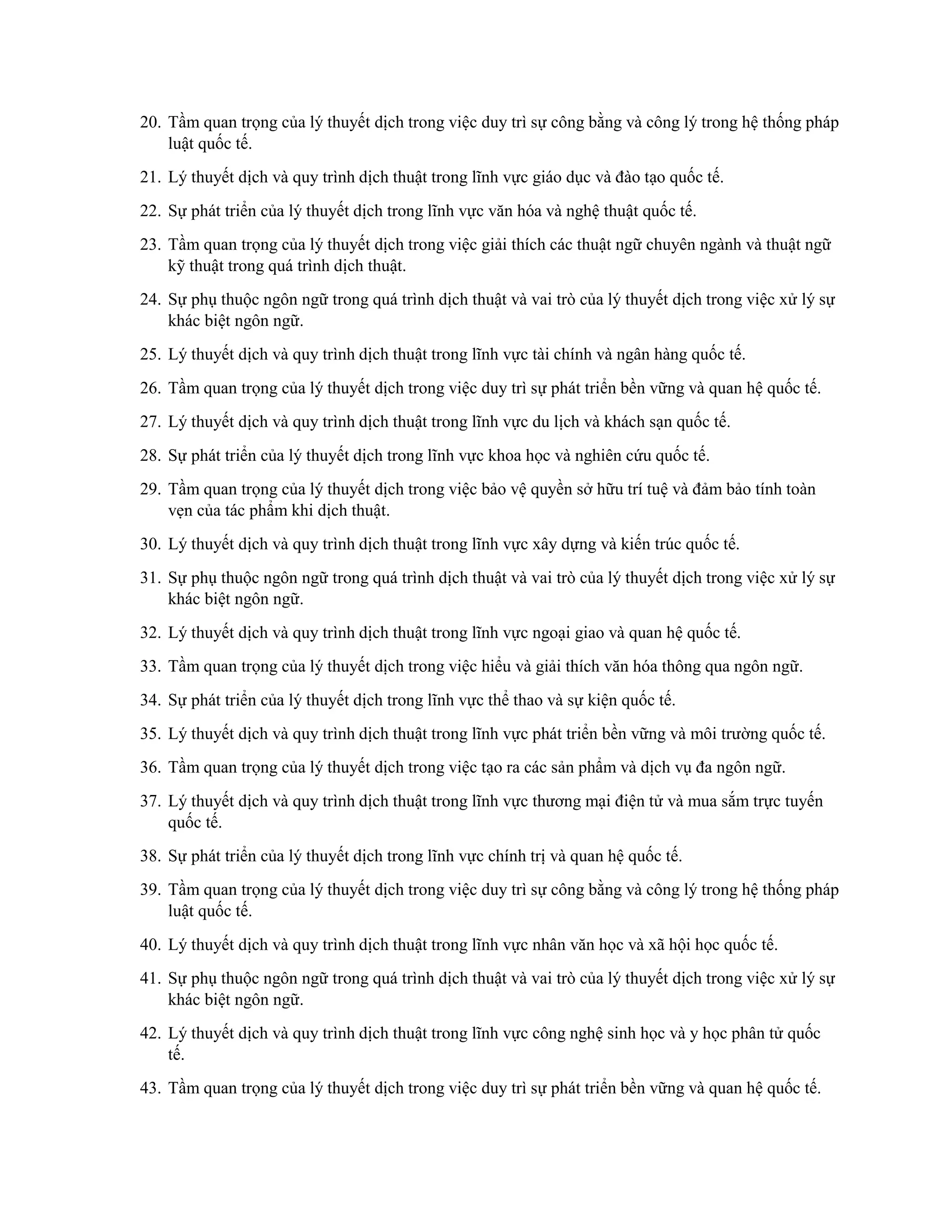 Tham Khảo 200 Đề Tài Tiểu Luận Môn Lý Thuyết Dịch Từ Nhiều Trường Đại Học | PDF