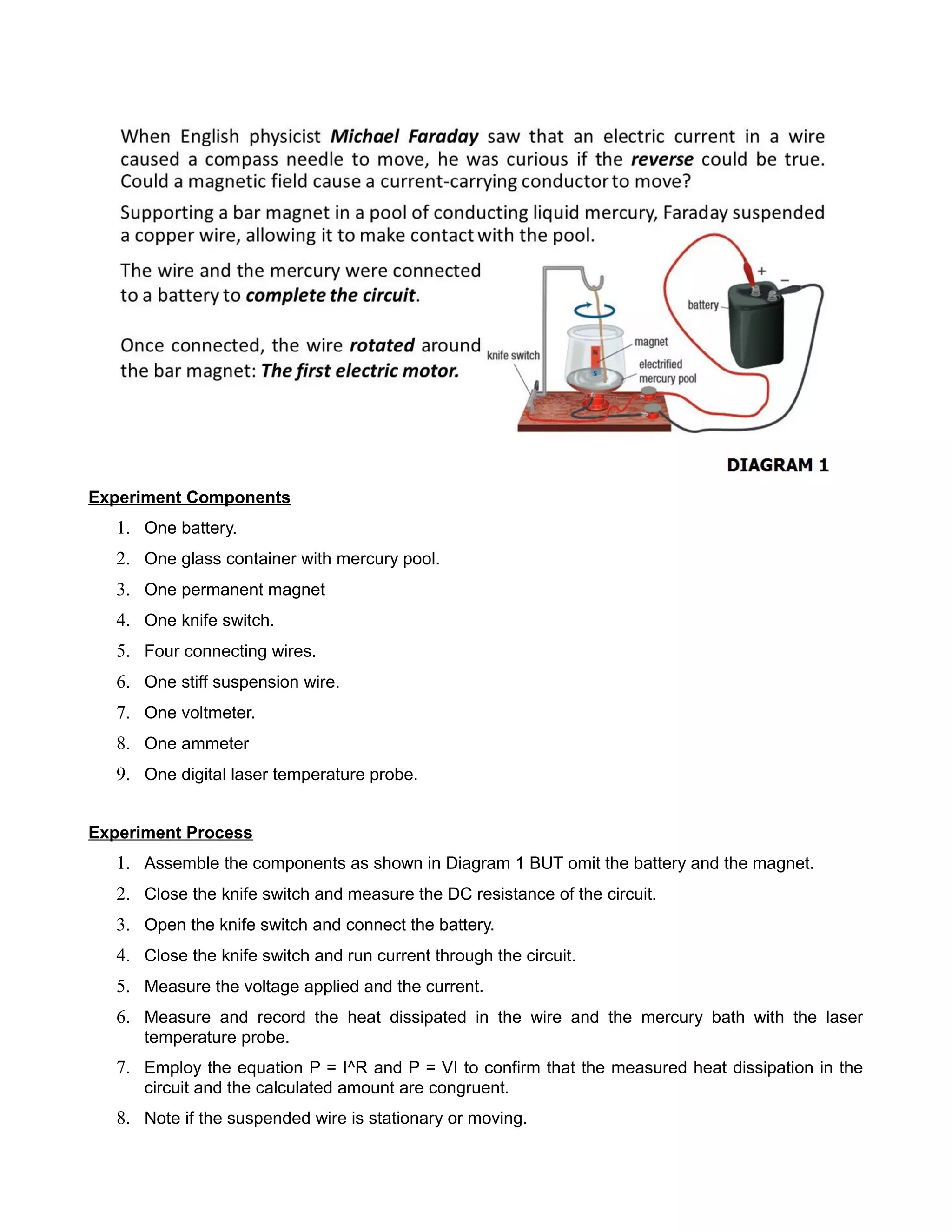 Thane C. Heins Correction Experiment Michael Faraday's Electric ...